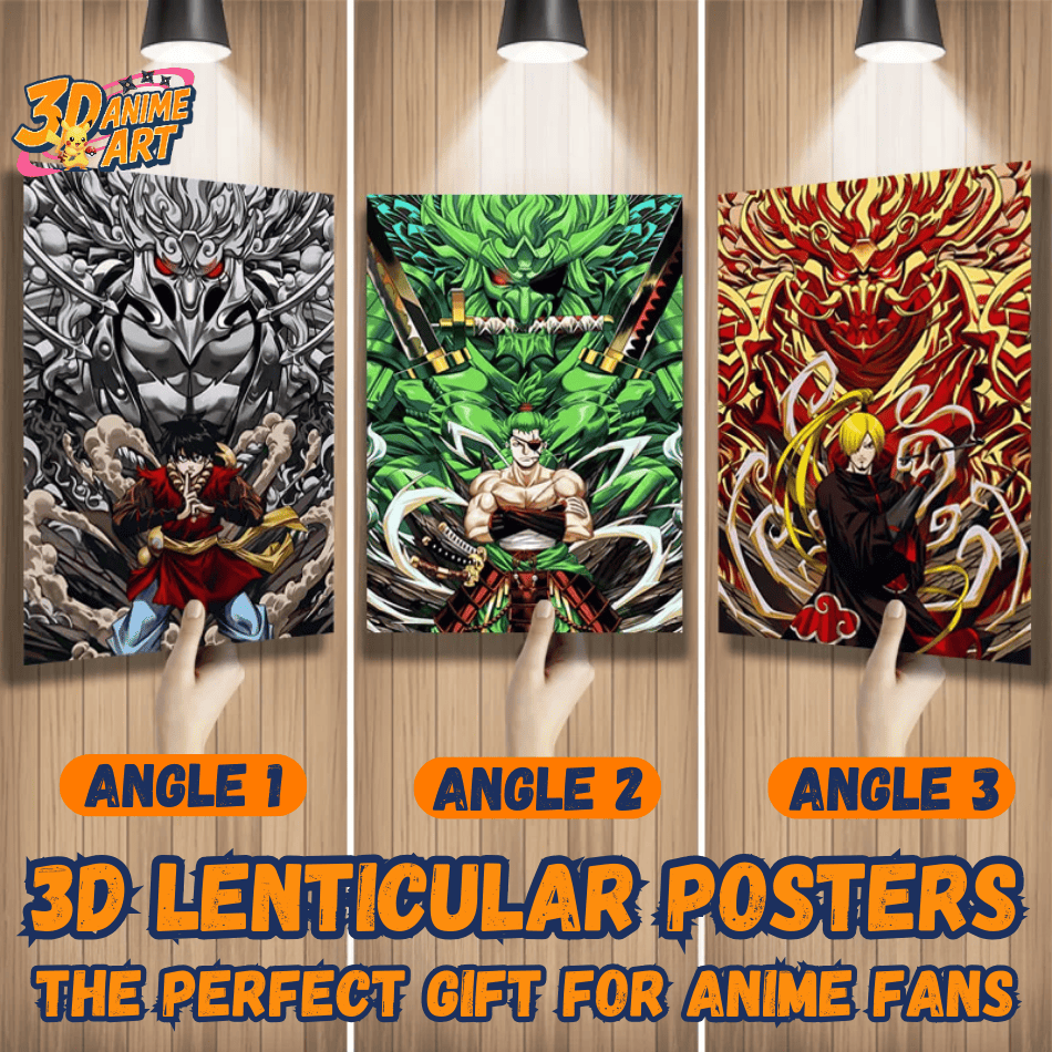 One Piece 3D Lenticular Poster – Luffy, Zoro & Sanji | Flip Gradient A ...